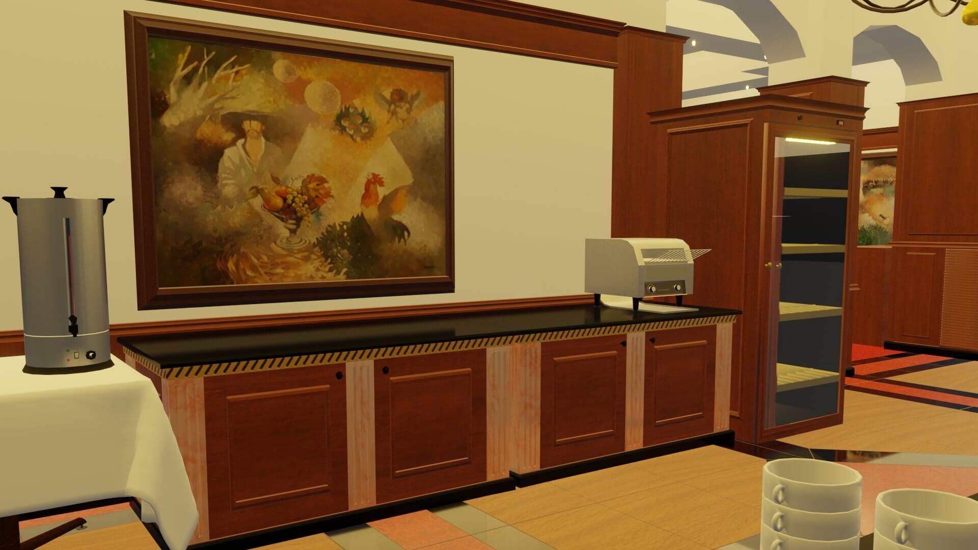 Modular Buffet Resturant in a Hotelinterior Exterior Low-Pol 3D Model ...