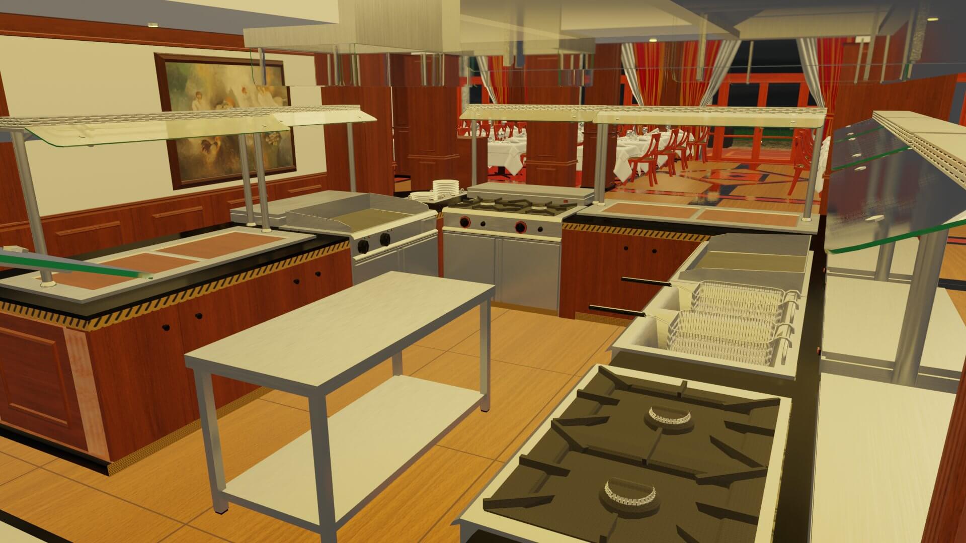 Modular Buffet Resturant in a Hotelinterior Exterior Low-Pol 3D Model ...