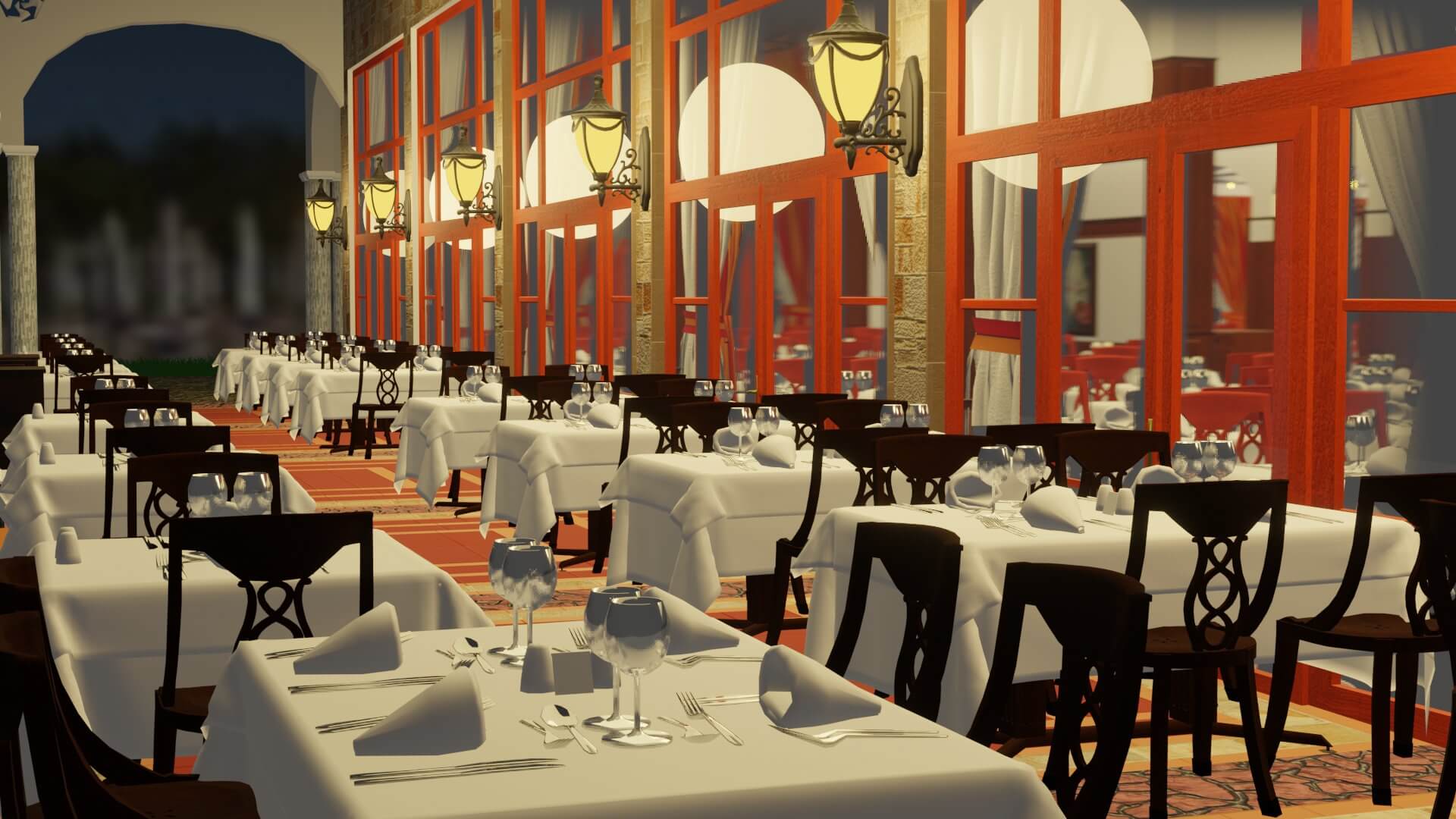 Modular Buffet Resturant in a Hotelinterior Exterior Low-Pol 3D Model ...