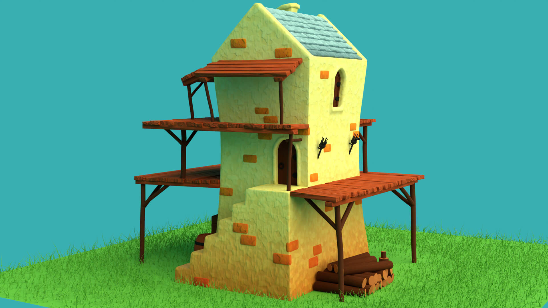 Stylized Medieval Watch Tower - 3D Model by BenevArts