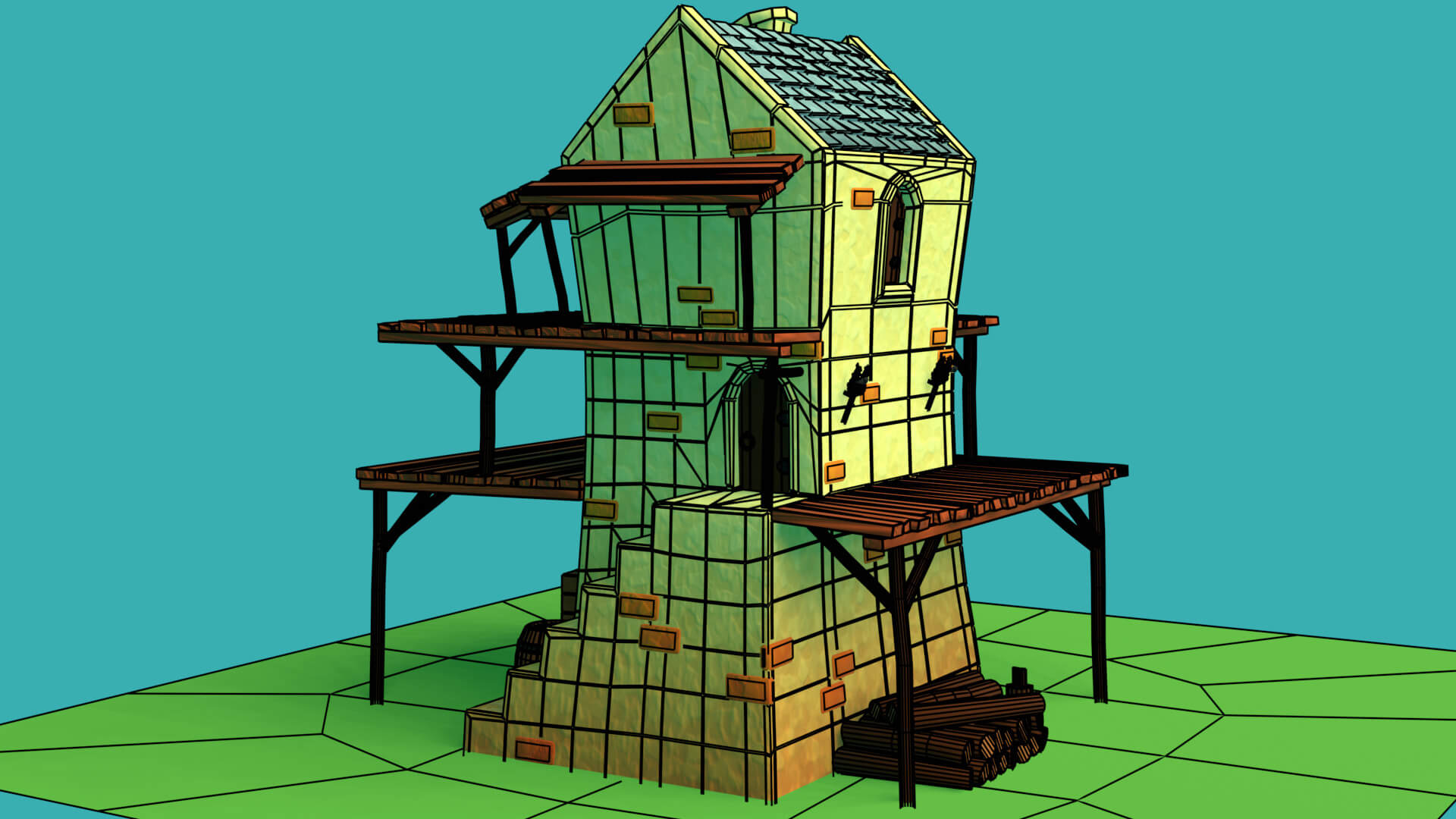 Stylized Medieval Watch Tower - 3D Model by BenevArts