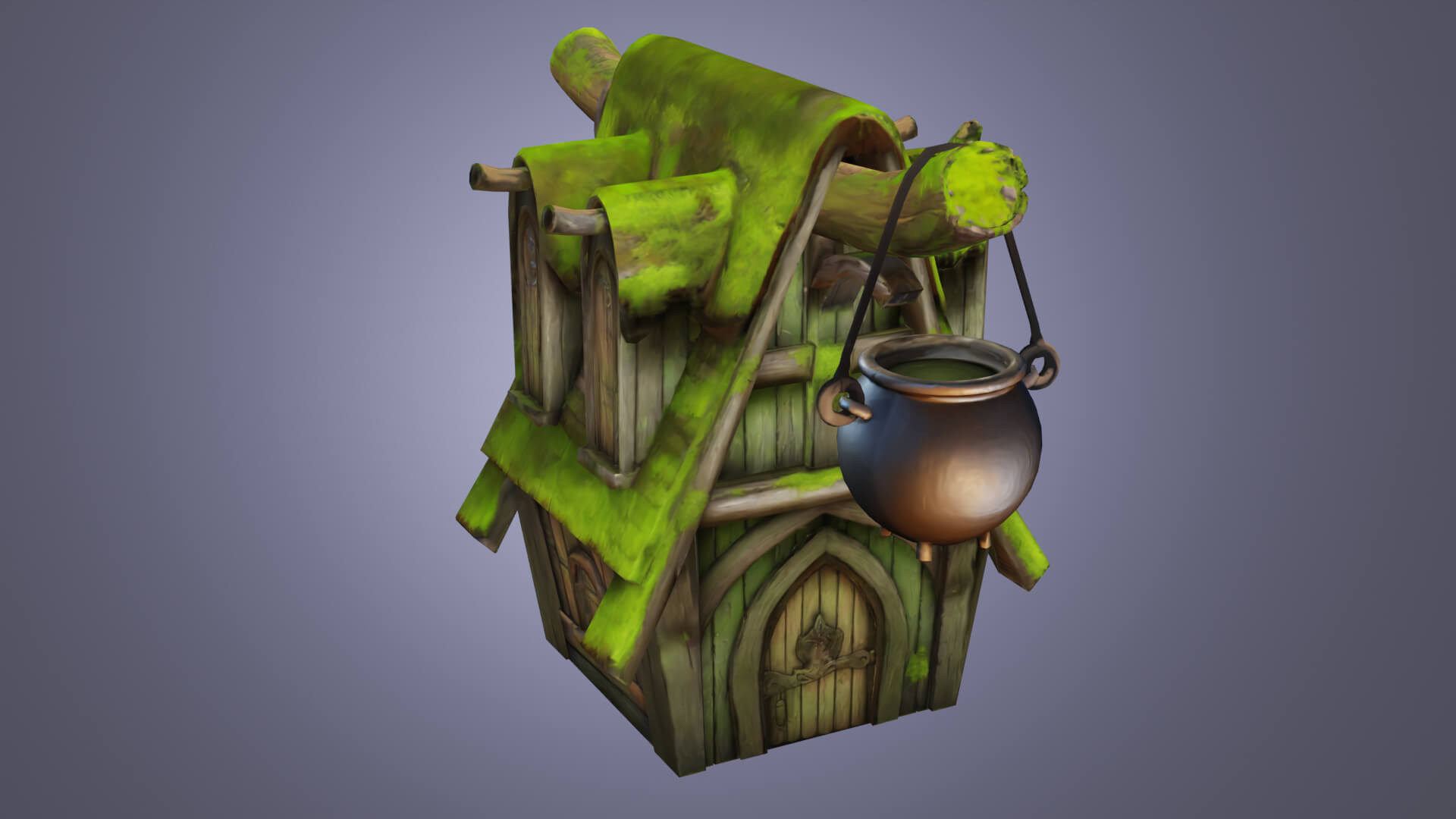 Witch's Mossy Shack - Stylized 3D Model by BenevArts