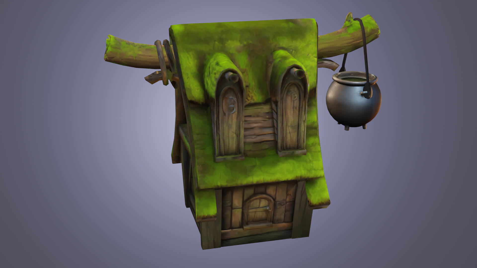 Witch's Mossy Shack - Stylized 3D Model by BenevArts