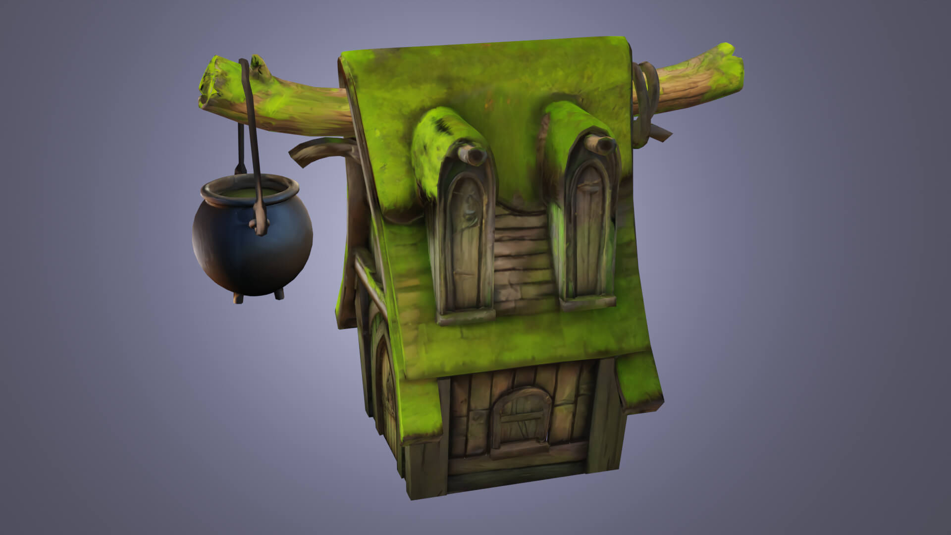 Witch's Mossy Shack - Stylized 3D Model by BenevArts