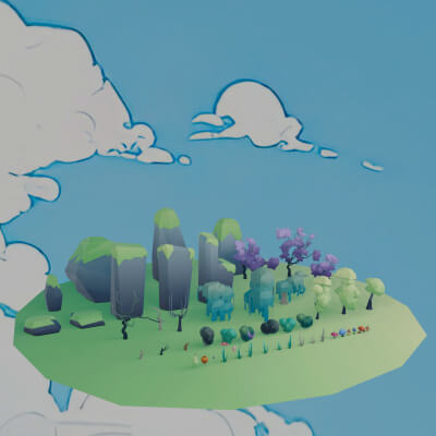 Low Poly Nature Set - 3D Model by bersill