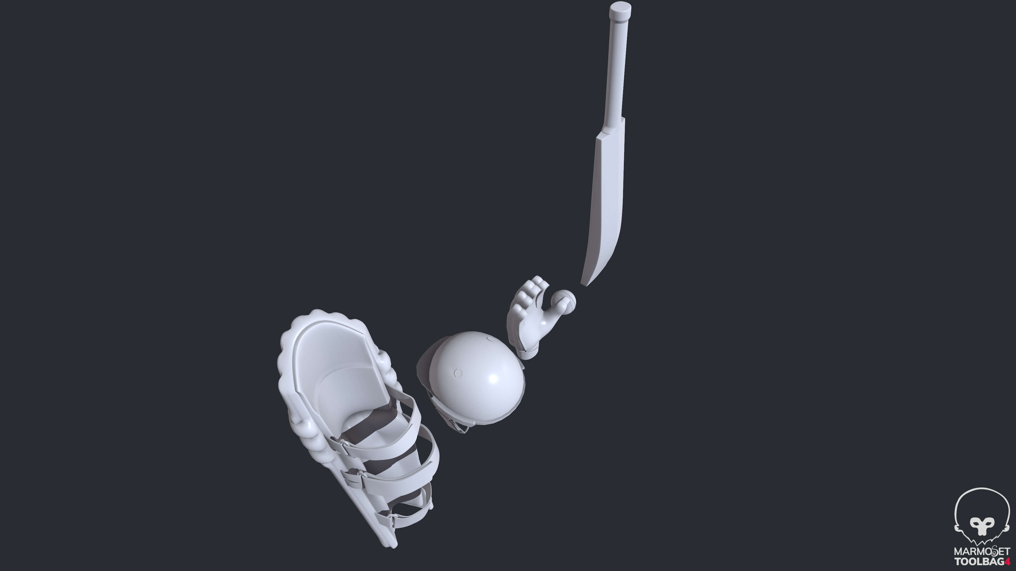 Cricket Kit(Ball,Bat,Gloves,Helmet,Pads) - 3D Model by Bhai86000