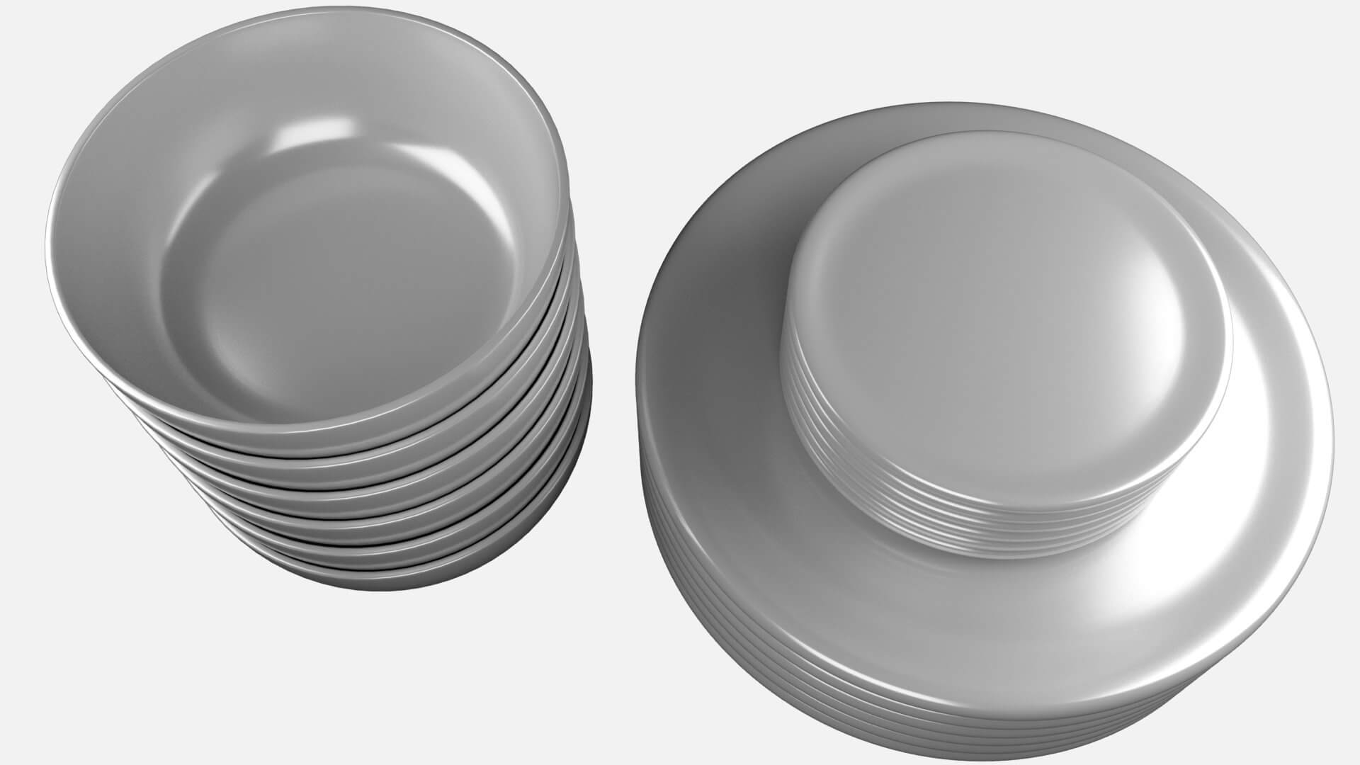 Simple Dish Set - 3D Model by BigDanS