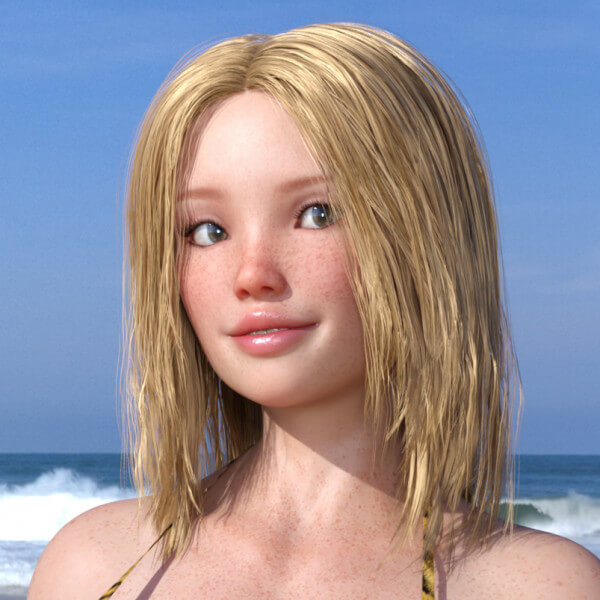 Becky n Cindy at the Beach 3D Render, Digital Art by bikdingle