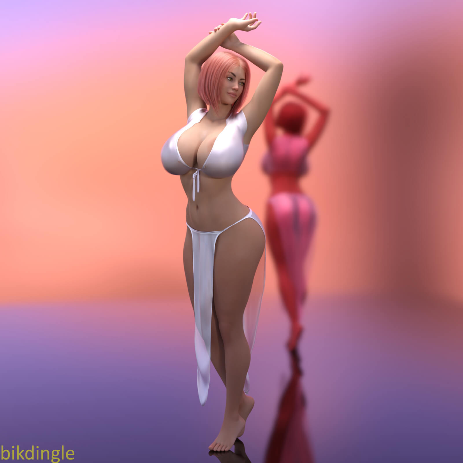 Elinor - Slit Skirt Set 3D Render, Digital Art by bikdingle