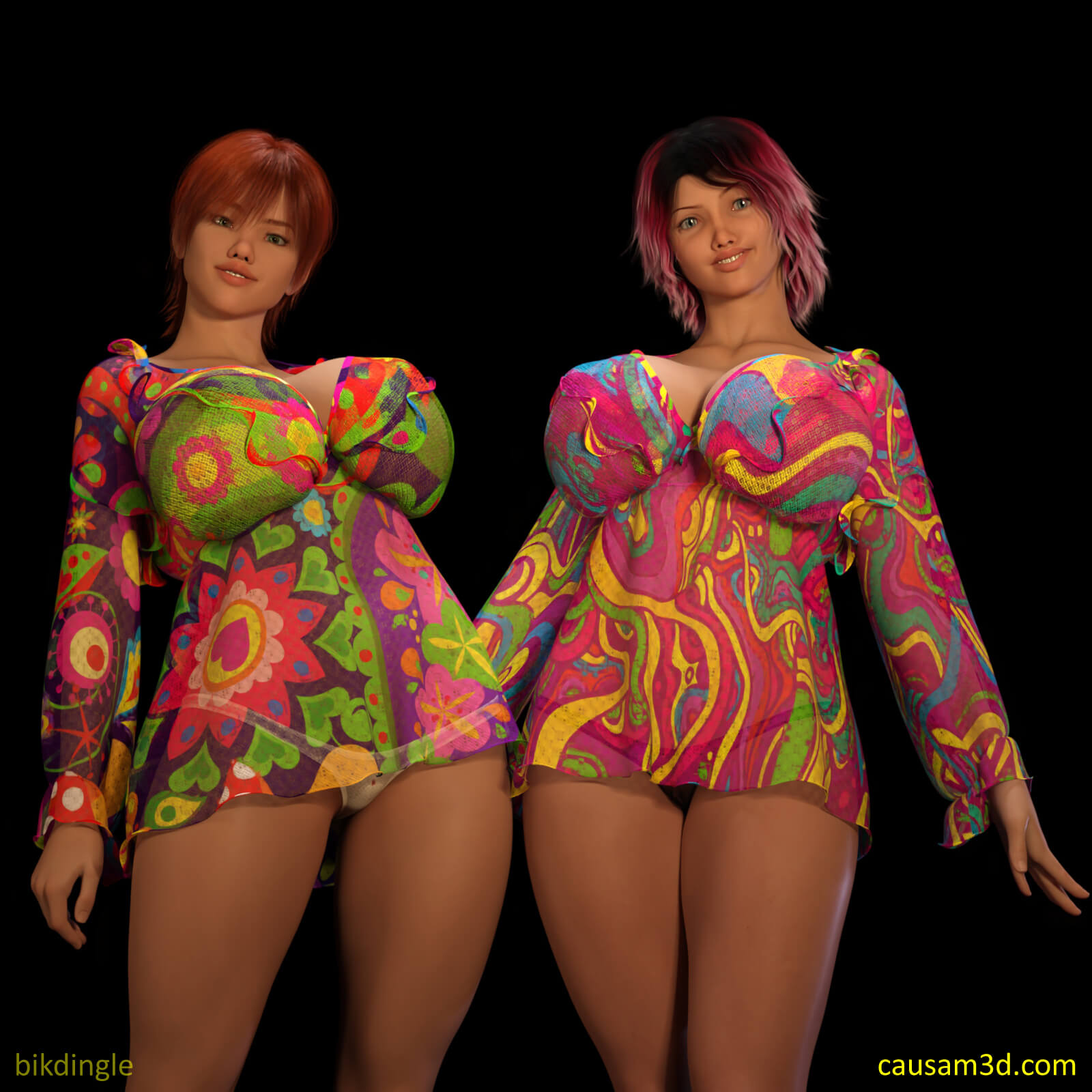 Enya n Leeta - 60s Negligee 3D Render | RenderHub Gallery
