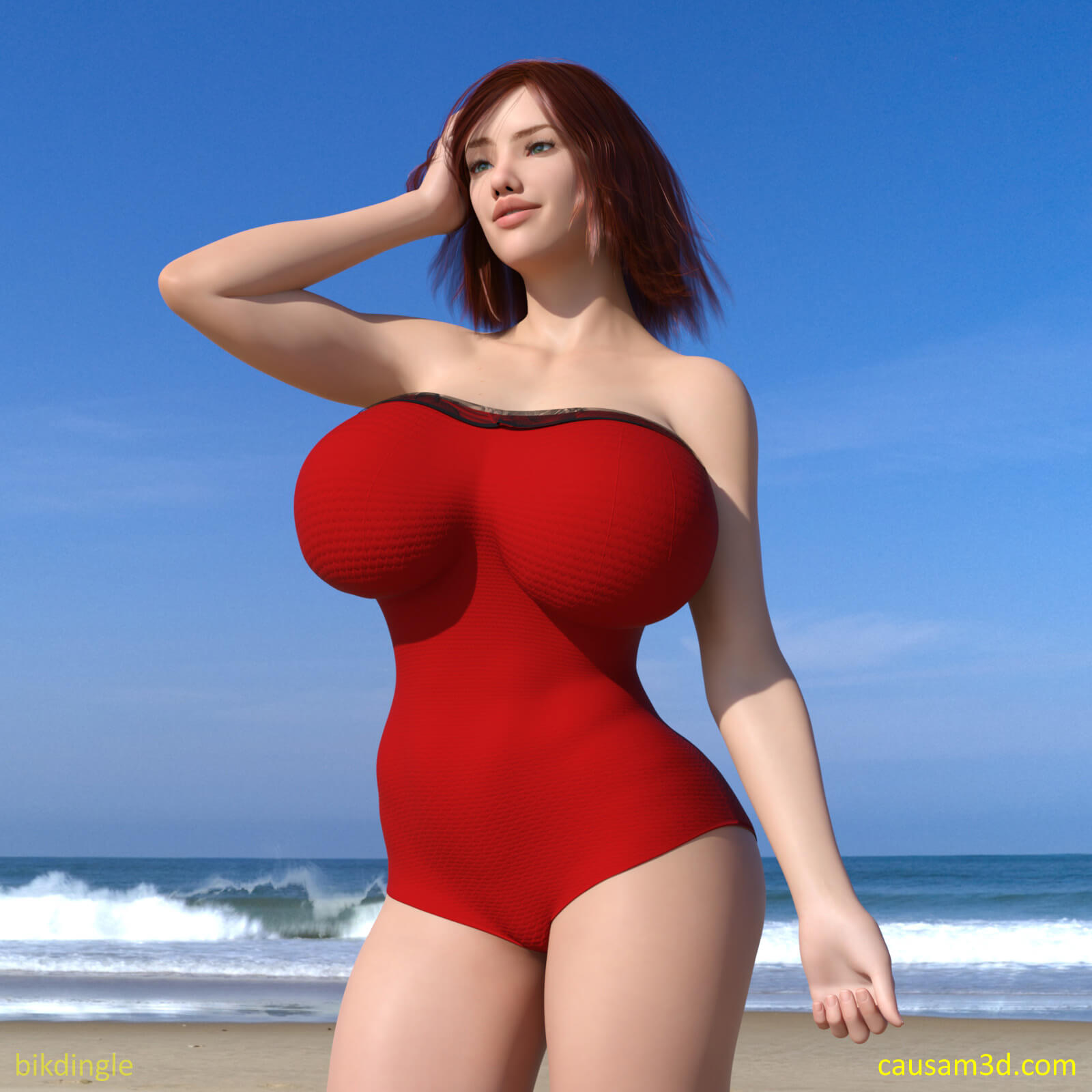 Mighty Monroe One Piece Vintage Swimsuit 3D Render | RenderHub Gallery