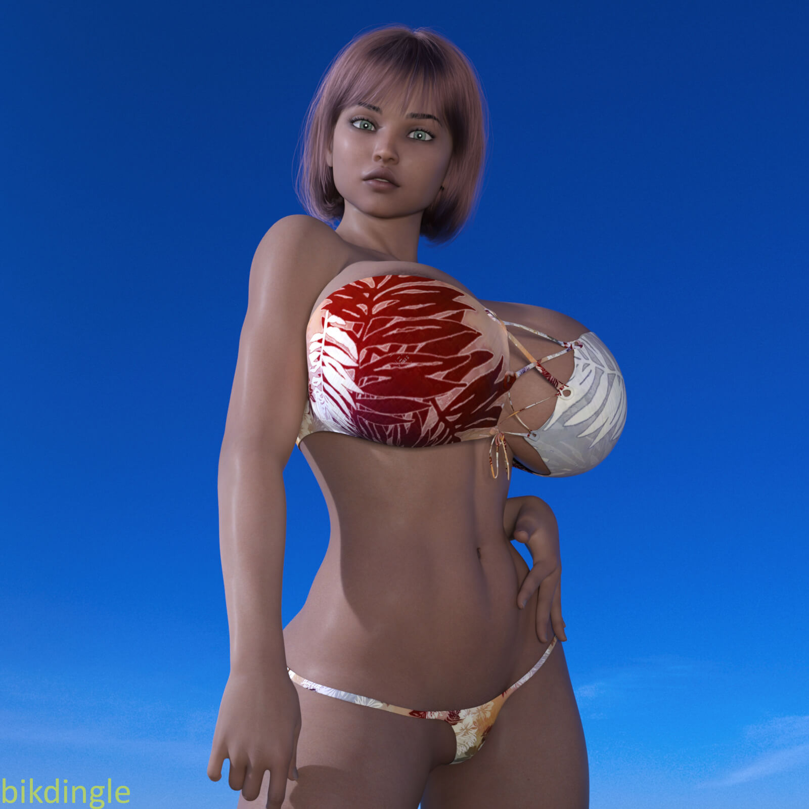 Rylie at the Beach 2 3D Render, Digital Art by bikdingle
