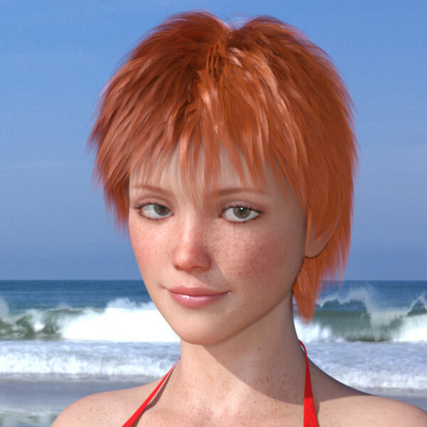 Kara at the beach 3 3D Render, Digital Art by bikdingle