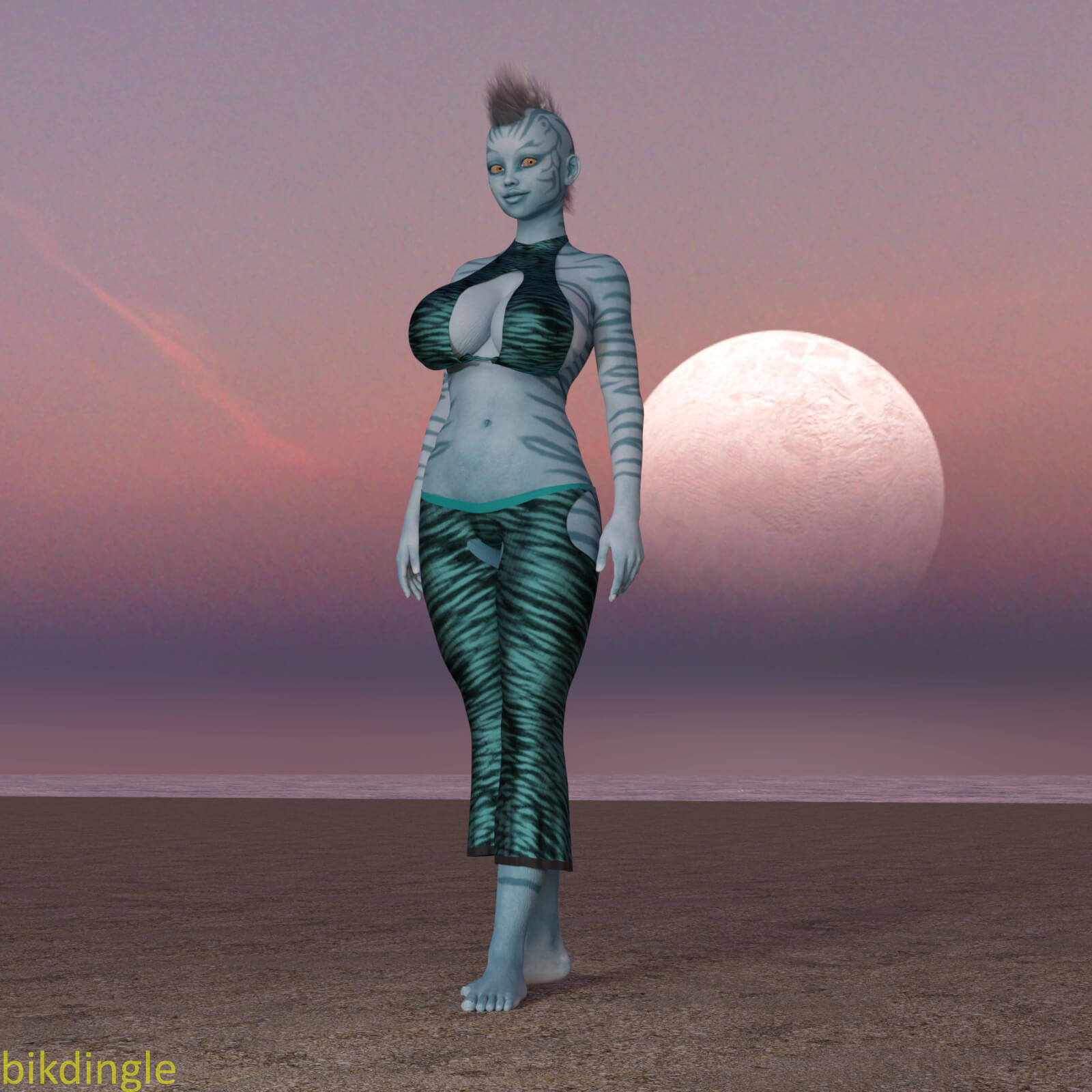 Thea Alien - Portal Pants 3D Render, Digital Art by bikdingle
