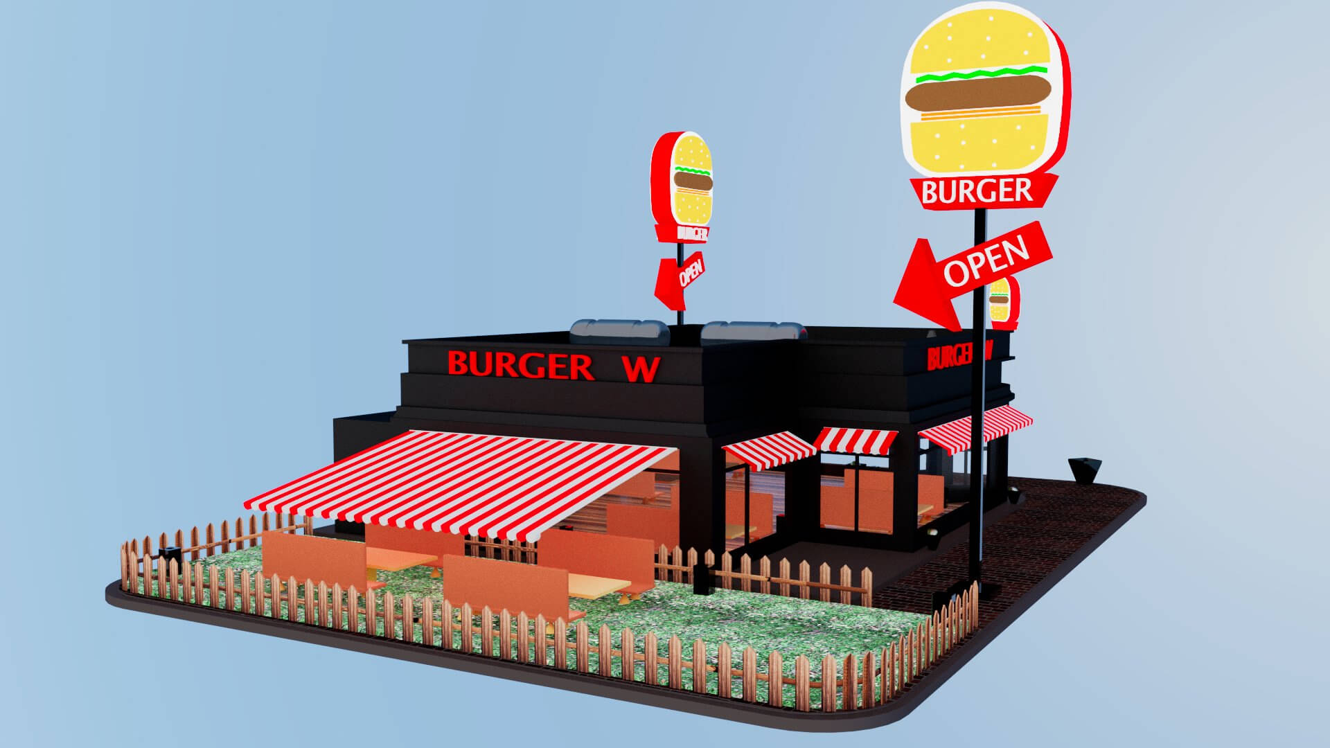Burger Restaurant - 3D Model by BILALGOK