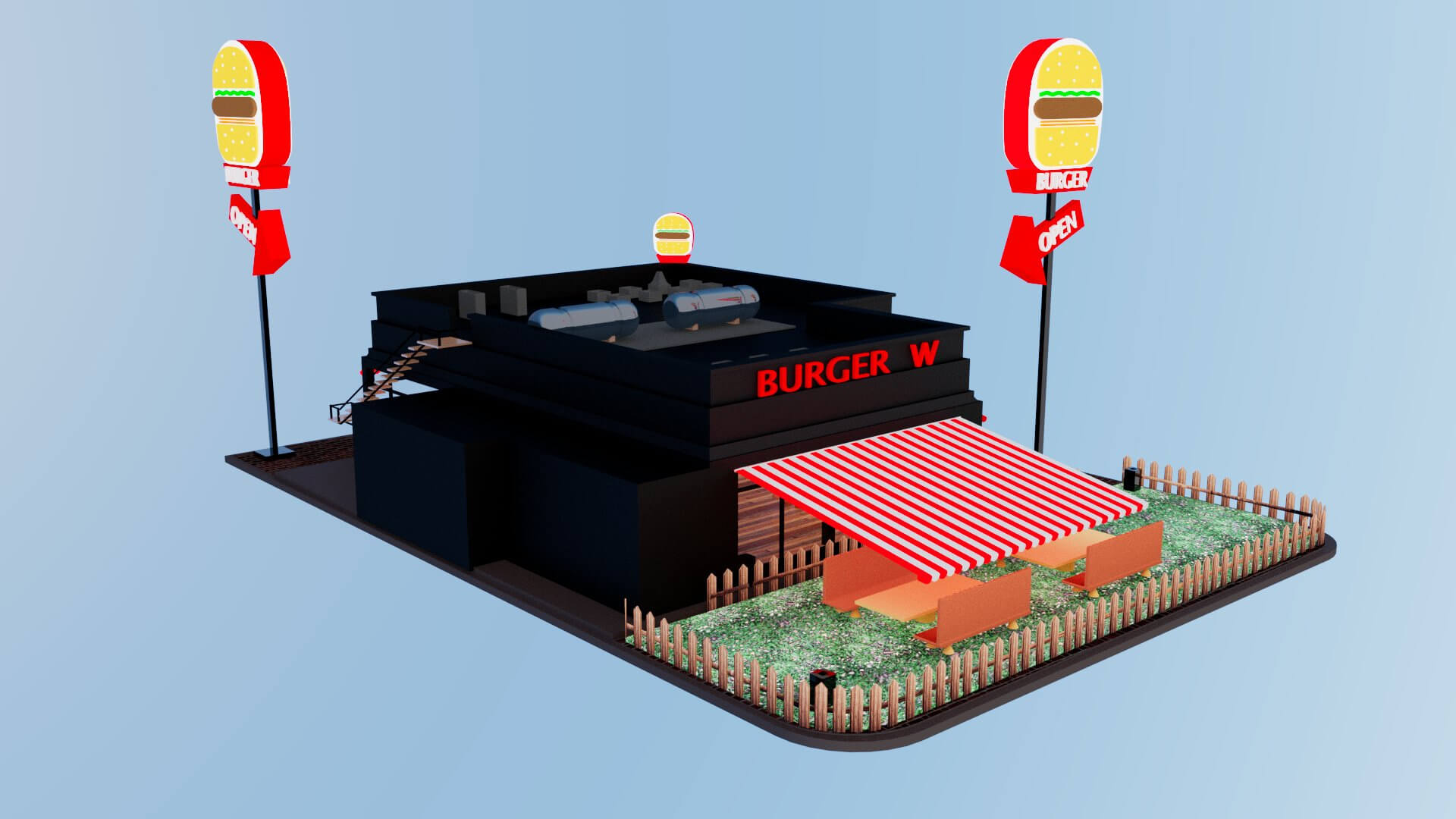 Burger Restaurant - 3D Model by BILALGOK