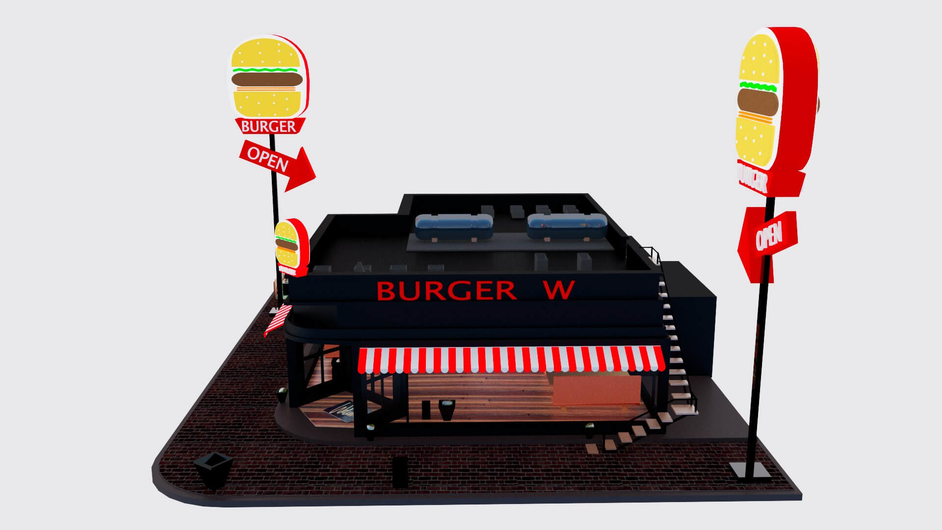 Burger Restaurant - 3D Model by BILALGOK