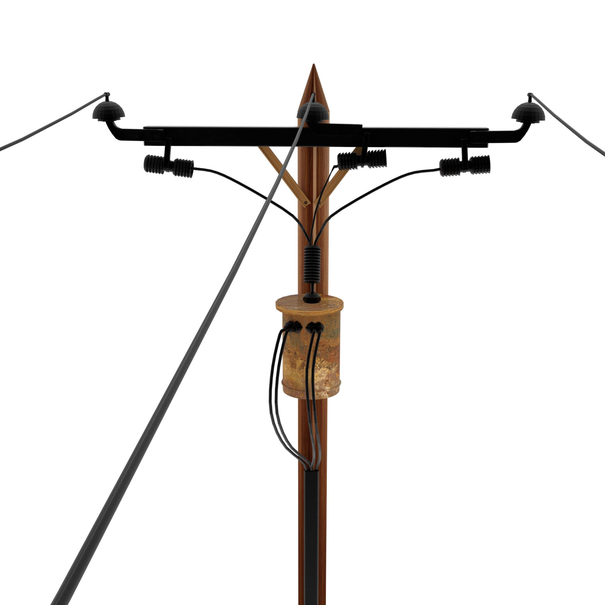 Wooden Power and Telephone Lines - 3D Model by BILALGOK