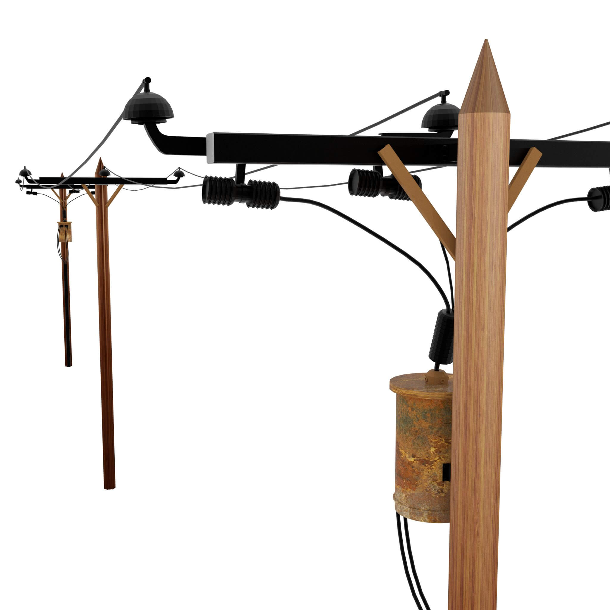 Wooden Power and Telephone Lines - 3D Model by BILALGOK