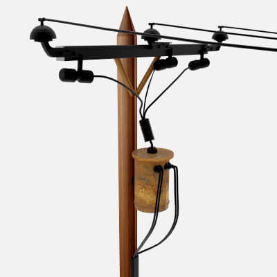 Wooden Power and Telephone Lines - 3D Model by BILALGOK