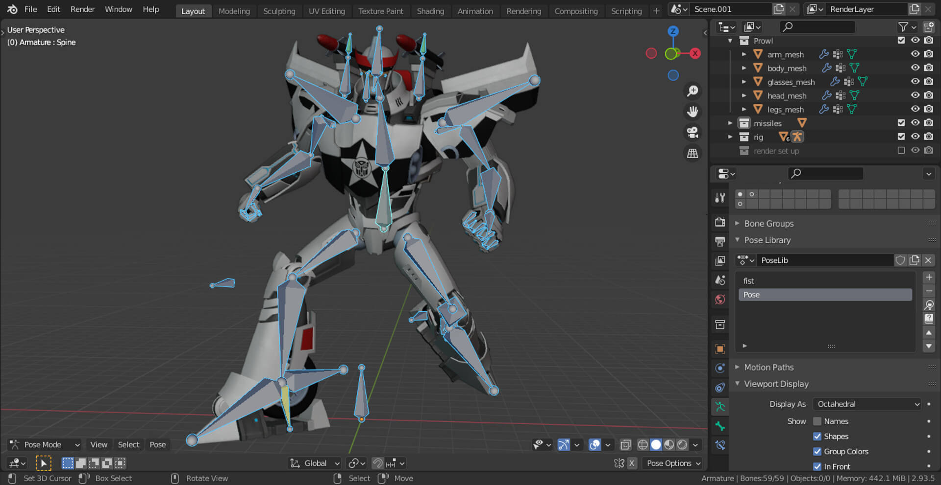 Prowl Transformers Prime Rig - 3D Model by billnguyen1411