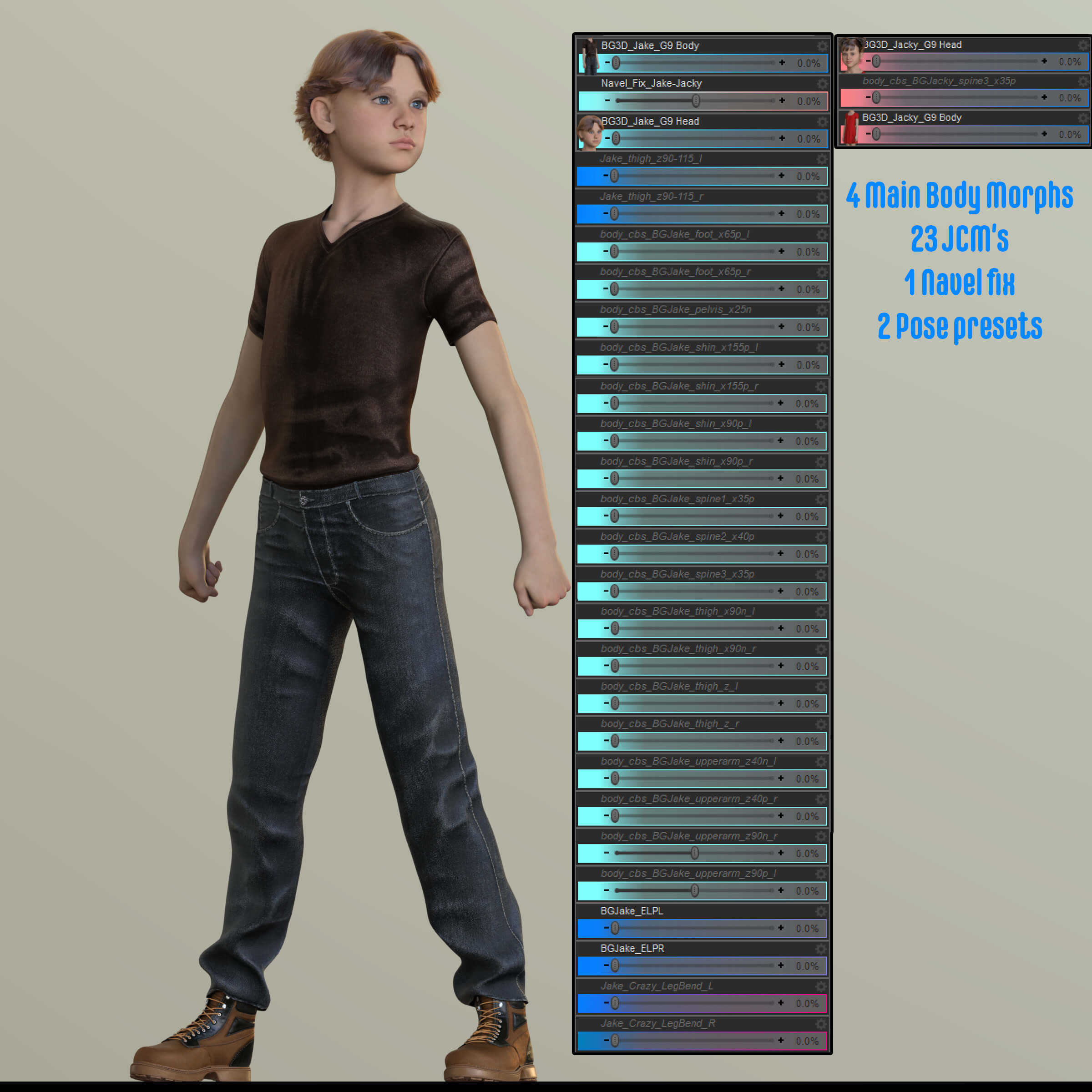 BG3D Jake and Jacky (Updated) - Daz Content by BioGearz3D