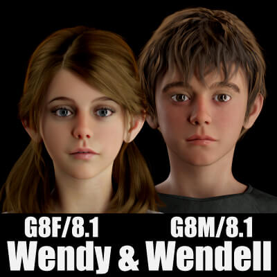 Premium Pack BG3D Wendy and Wendell for G8-8.1f and G8-8.1m Daz Content by BioGearz3D