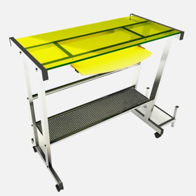 Steel Computer Table - 3D Model by Birdfix