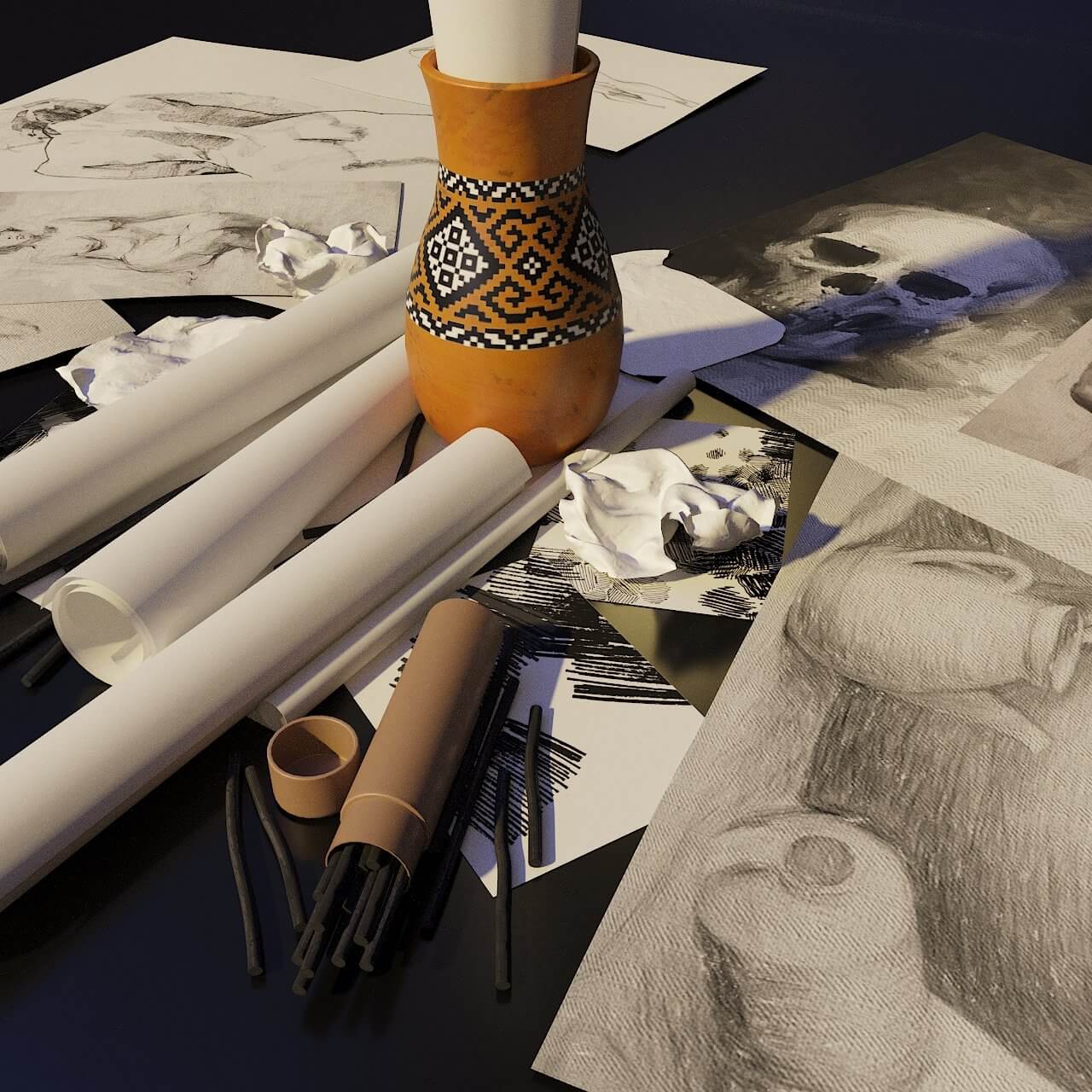 Artist Studio Drawing Set 190 04 - 3D Model by Bishop-HSV