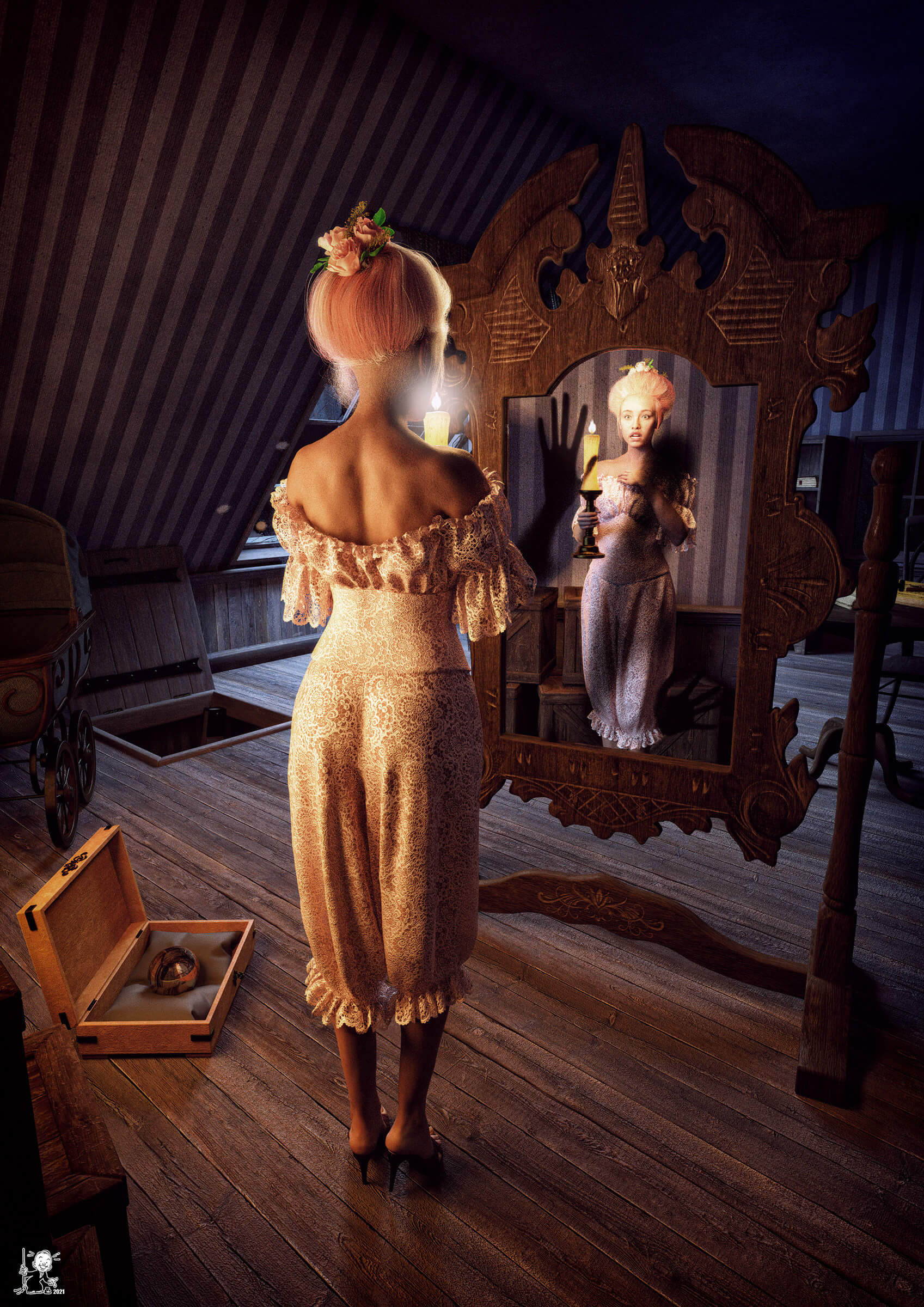 Dark attic 3D Render | RenderHub Gallery