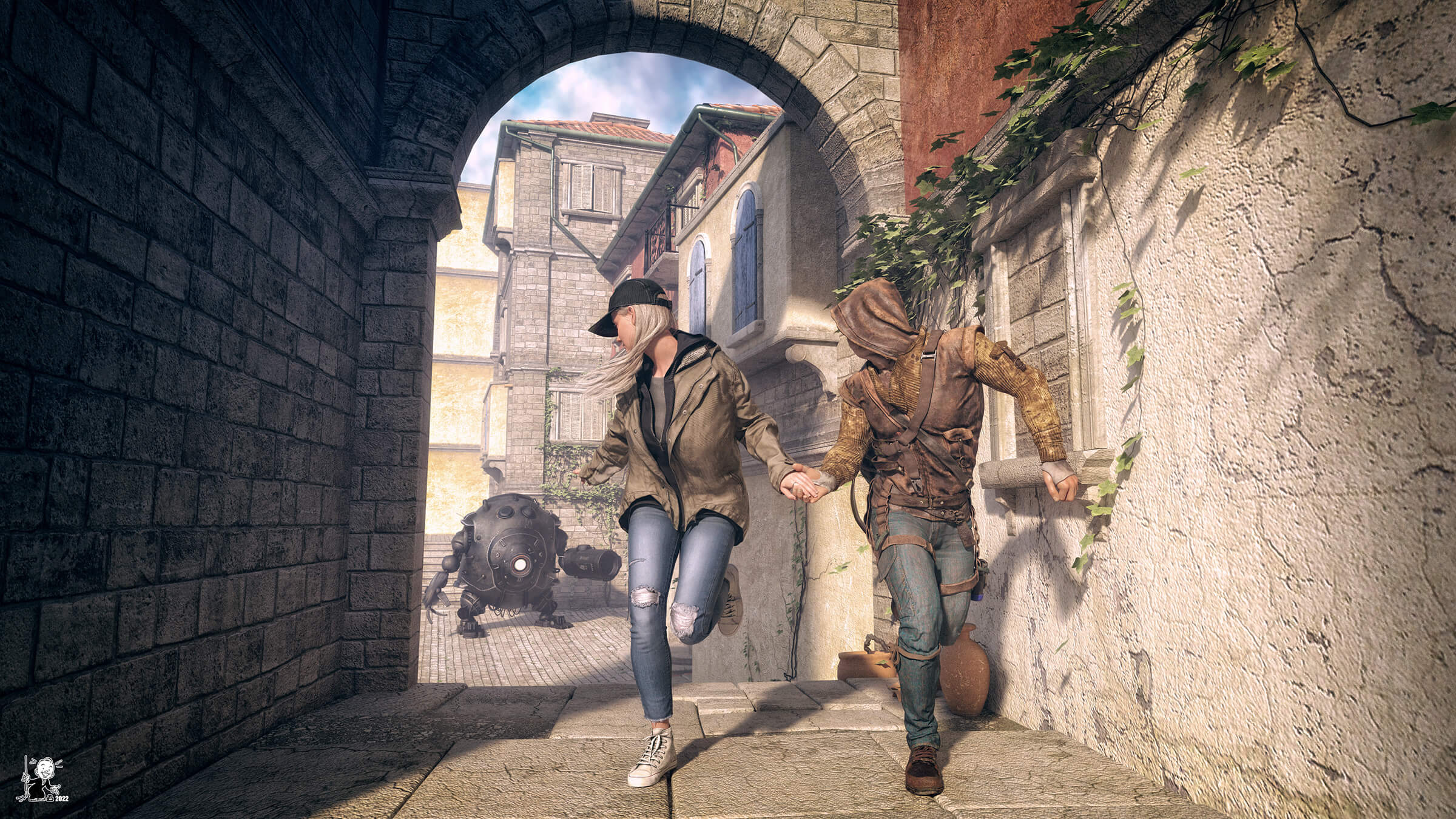 Escaping the danger 3D Render, Digital Art by bisonravi