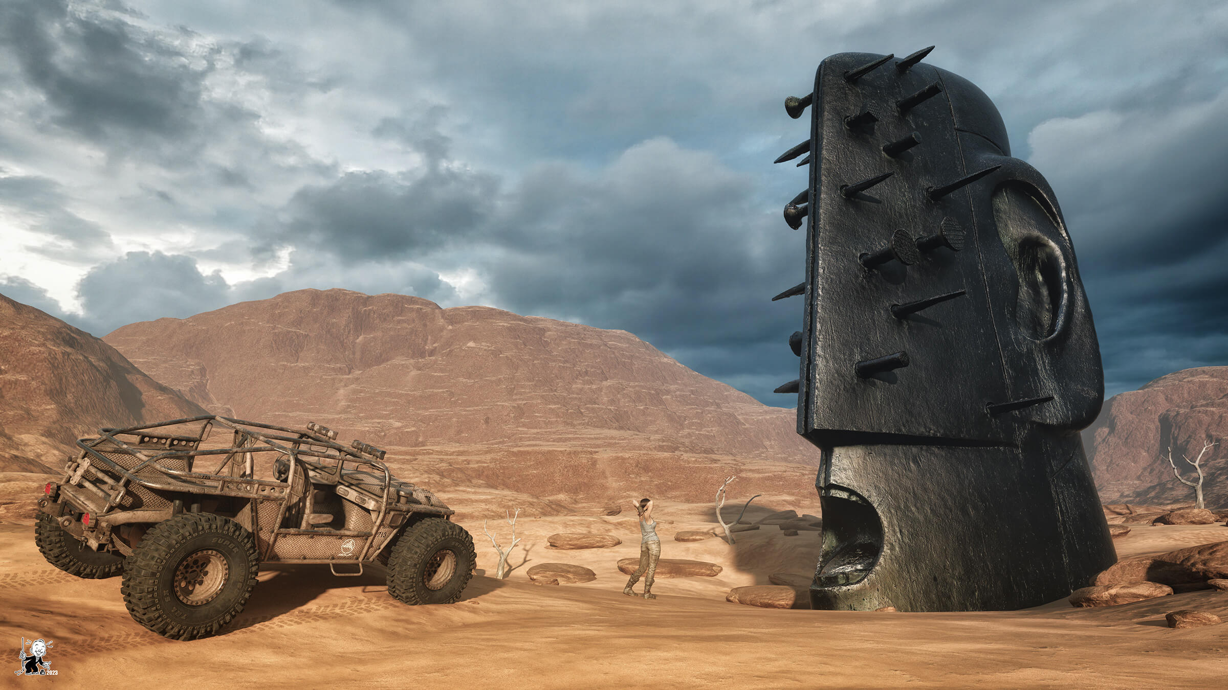 Nailhead totem 3D Render, Digital Art by bisonravi