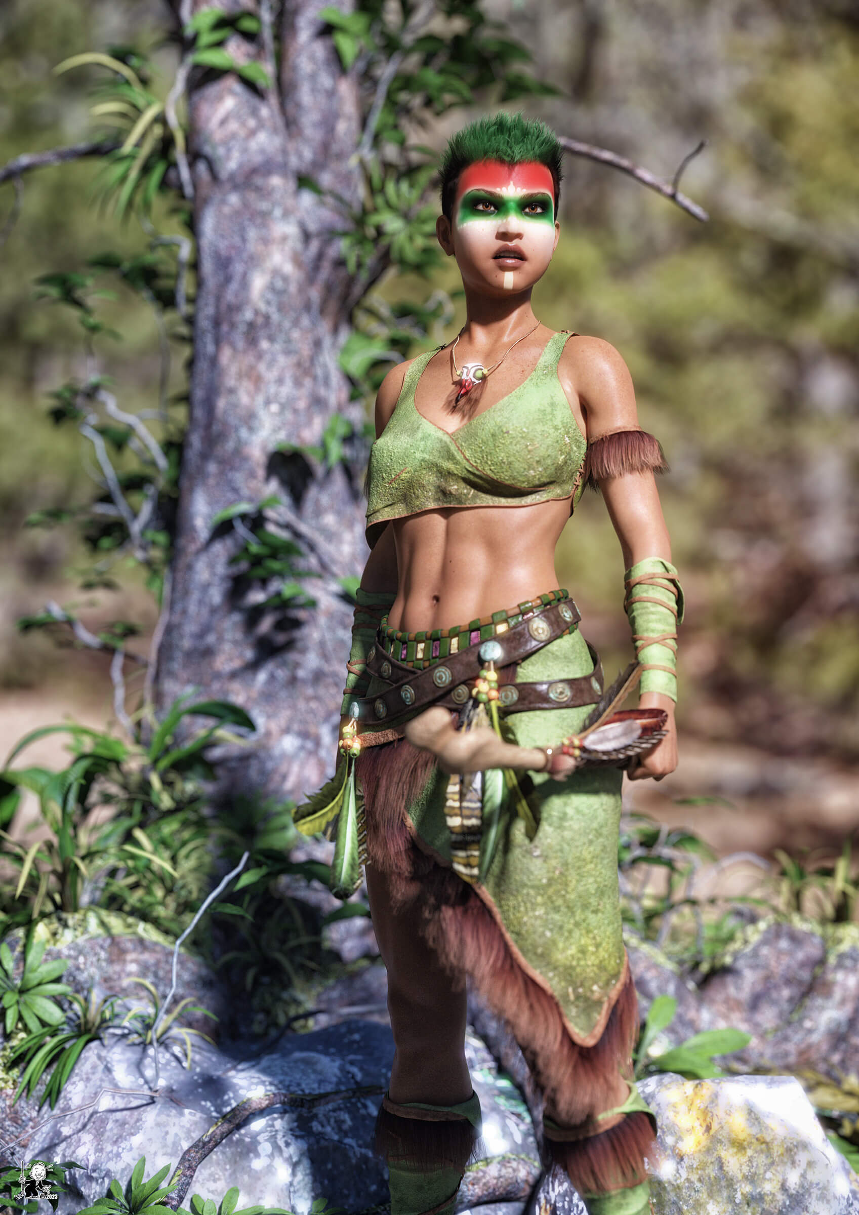 Native hunter 3D Render, Digital Art by bisonravi