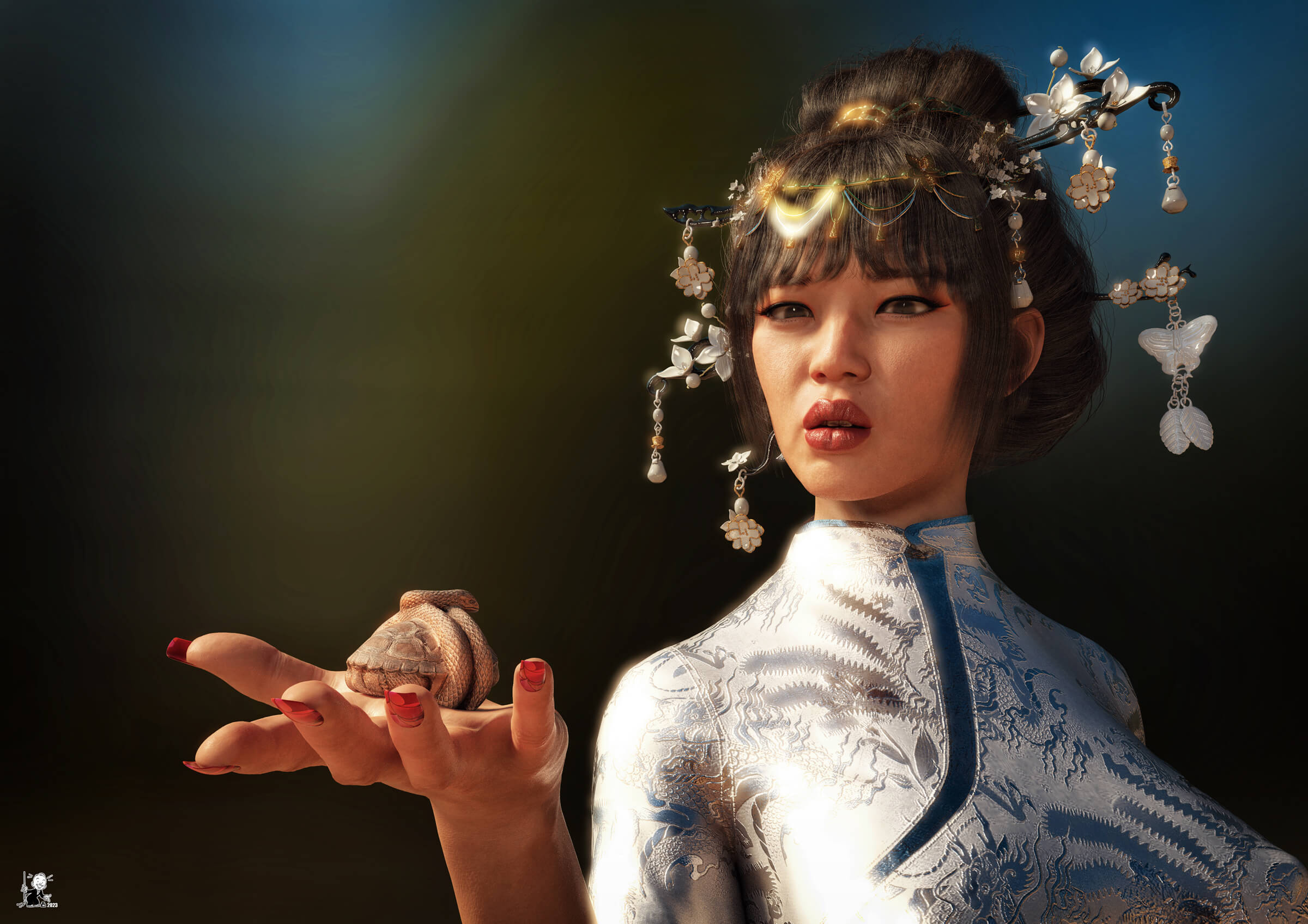 Netsuke 3D Render, Digital Art by bisonravi