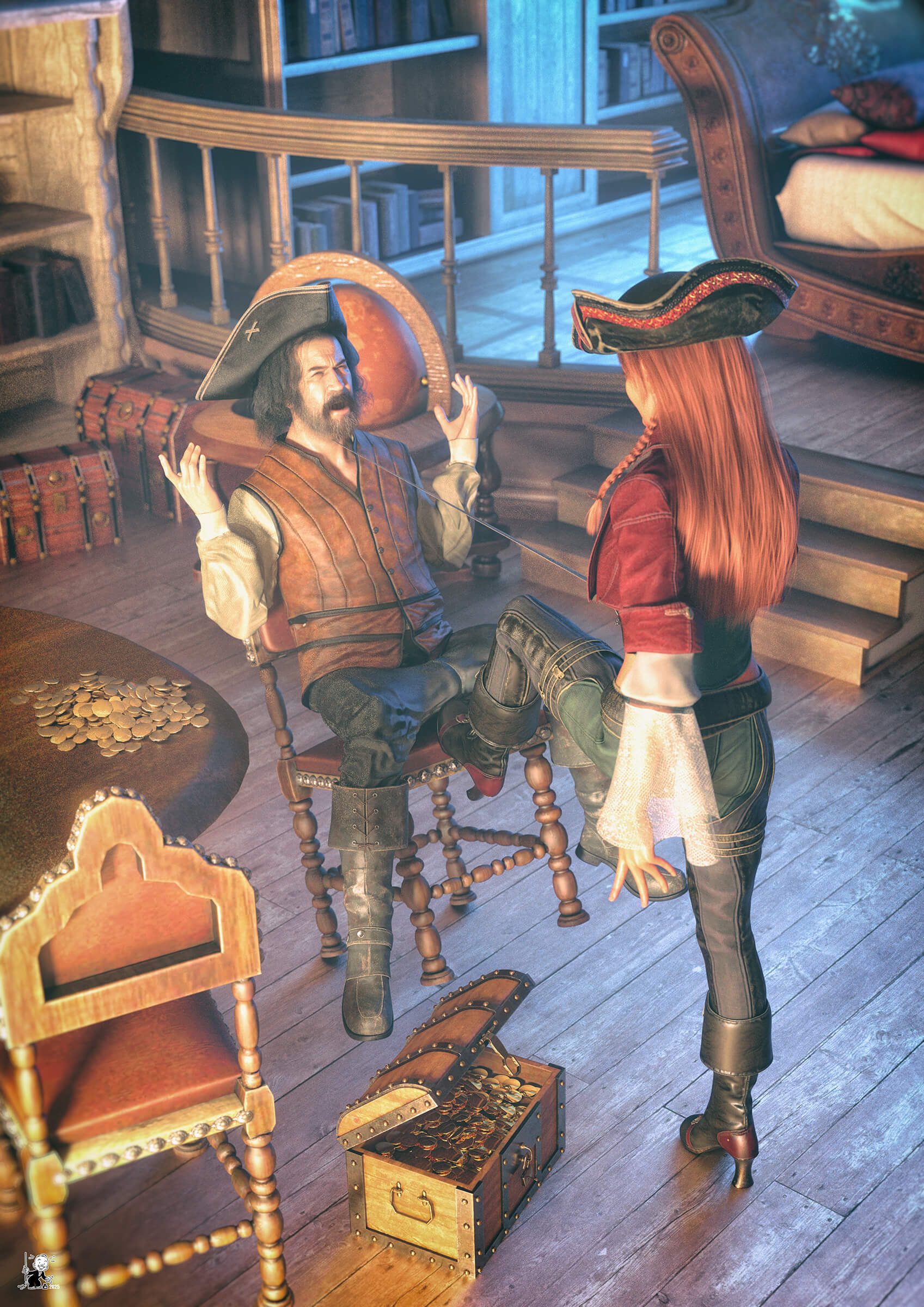 Sharing the Loot 3D Render, Digital Art by bisonravi