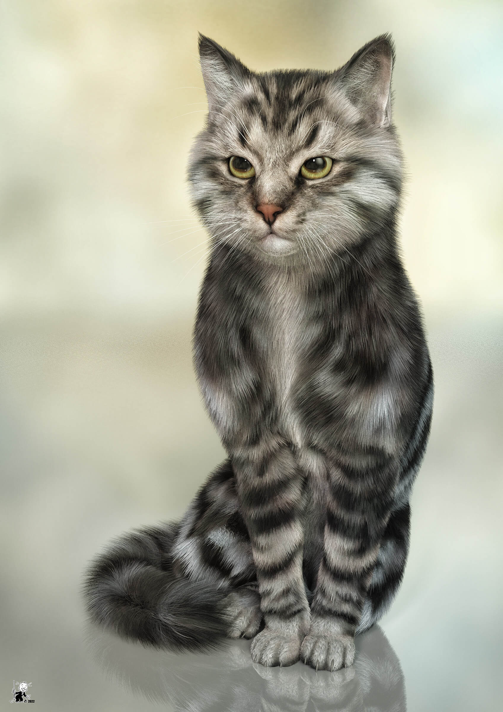 The cat 3D Render, Digital Art by bisonravi