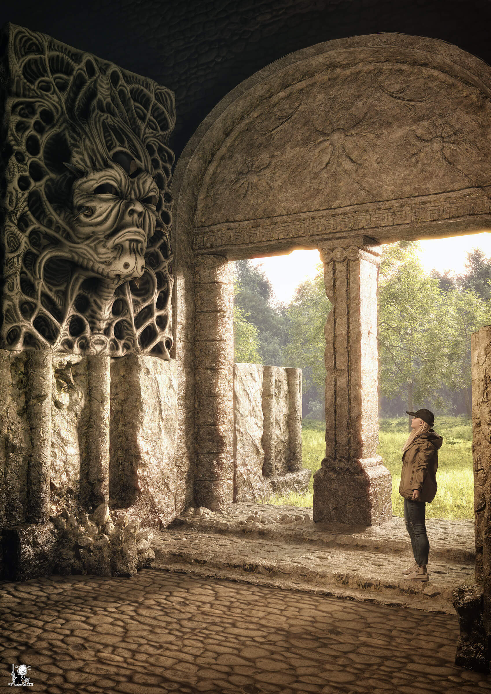 The mysterious megalith 3D Render, Digital Art by bisonravi