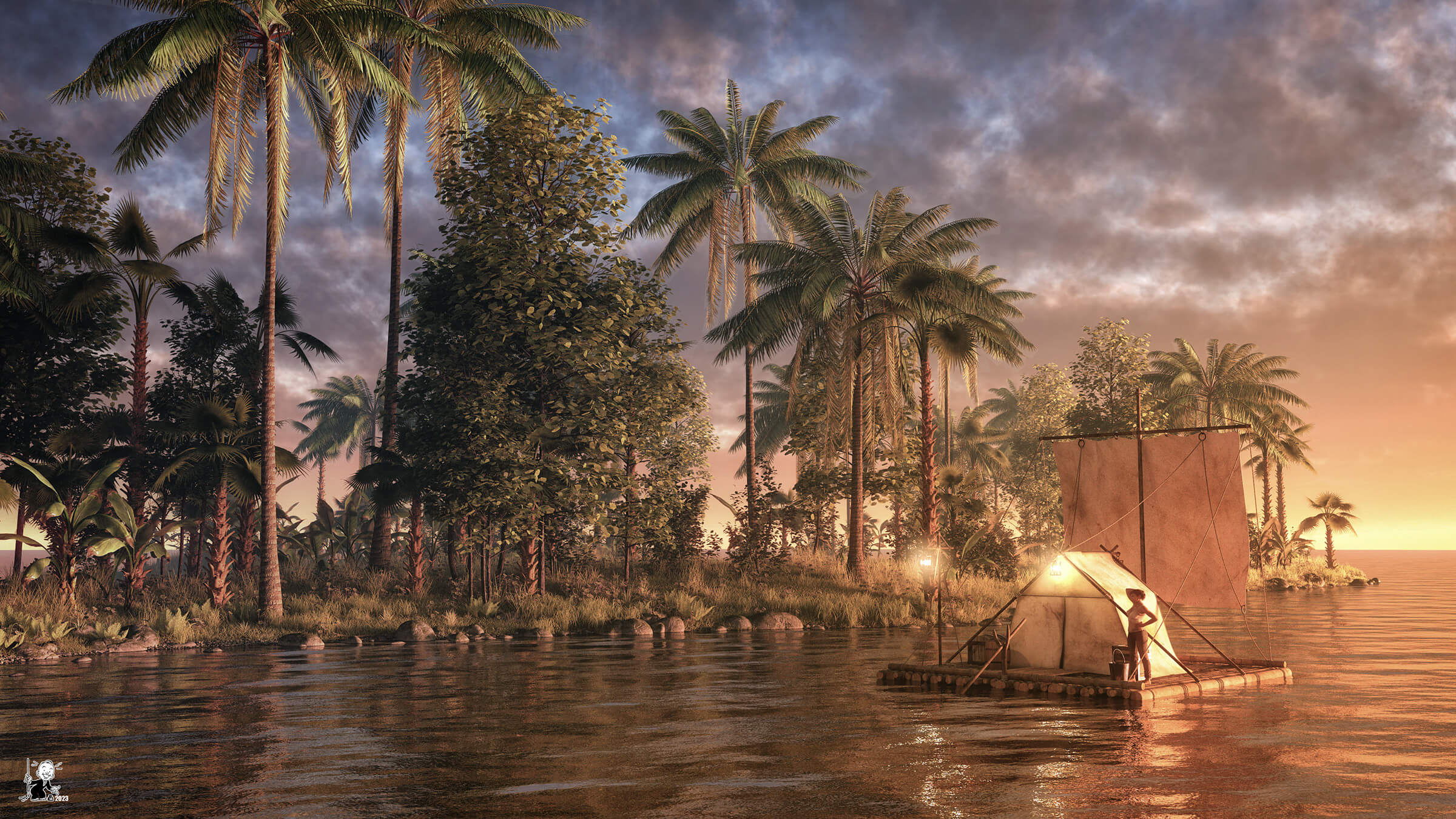 The raft 3D Render, Digital Art by bisonravi