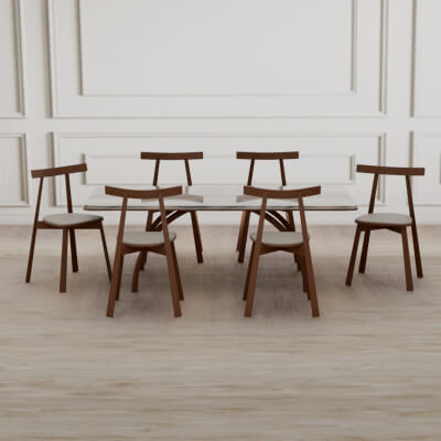 Modern Sintered Stone and Ash Wood Board Table - 3D Model by bitxa3d