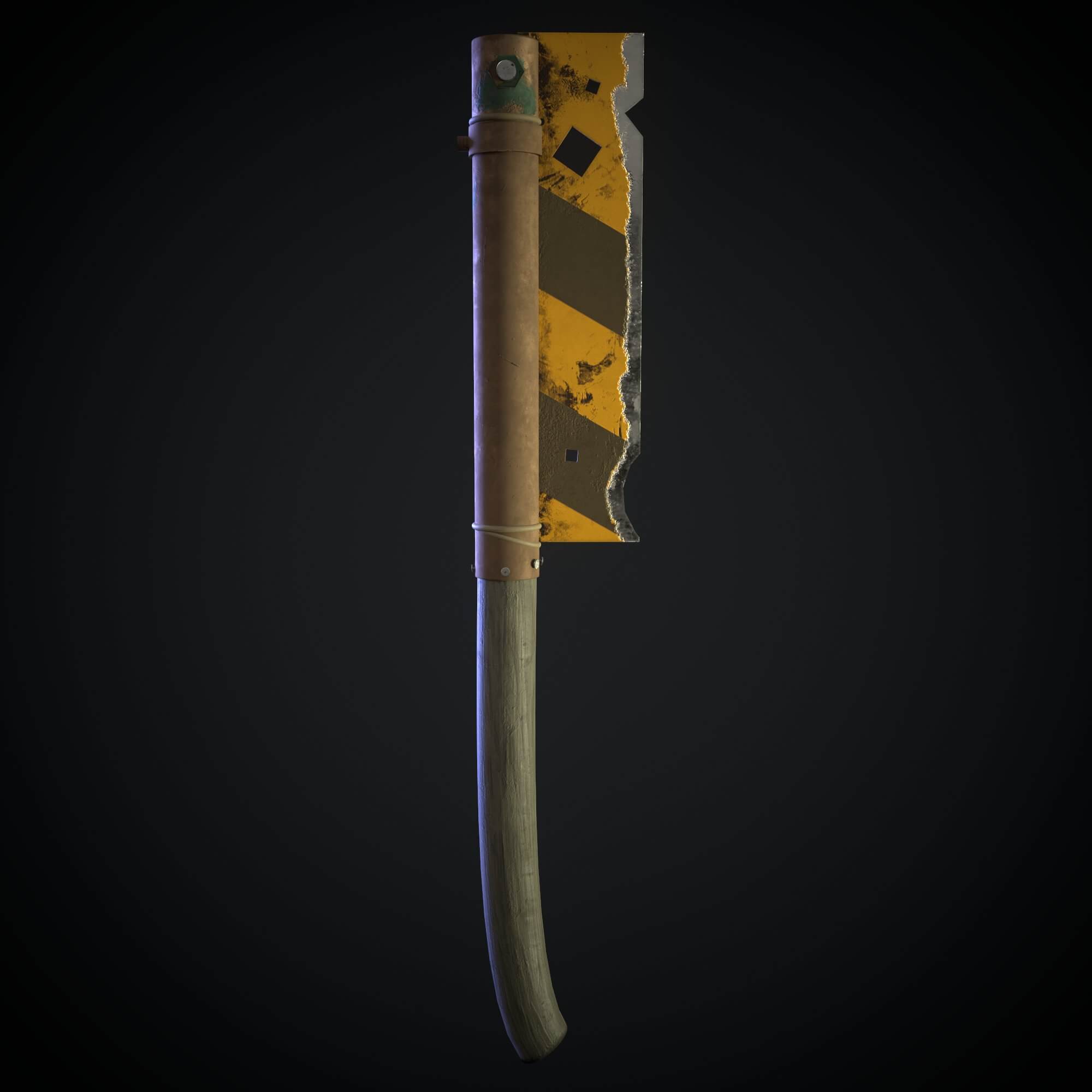Post Apocalyptic Road Sign Axe - 3D Model by Black_Coffee