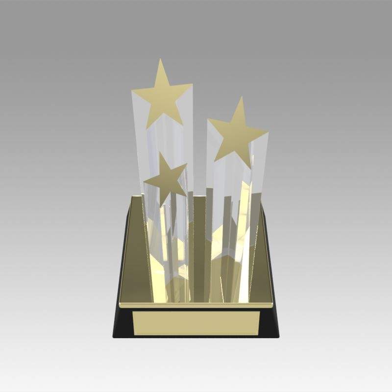 Award Figurine Three Star Gold - 3D Model by Blackeveryday