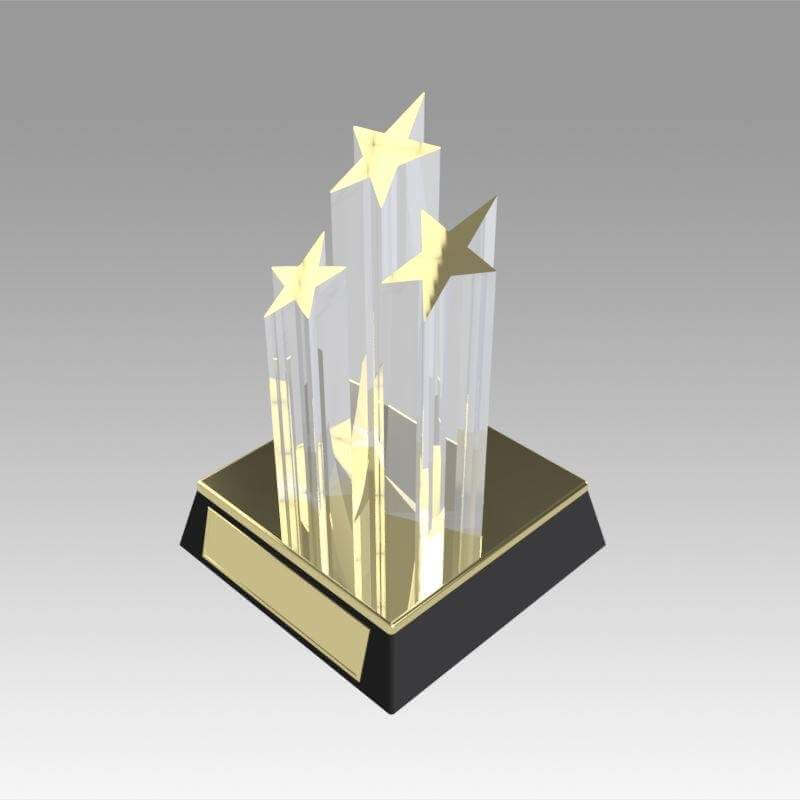 Award Figurine Three Star Gold - 3D Model by Blackeveryday