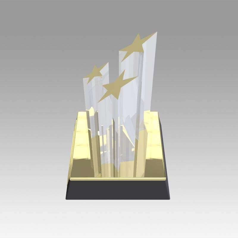 Award Figurine Three Star Gold - 3D Model by Blackeveryday