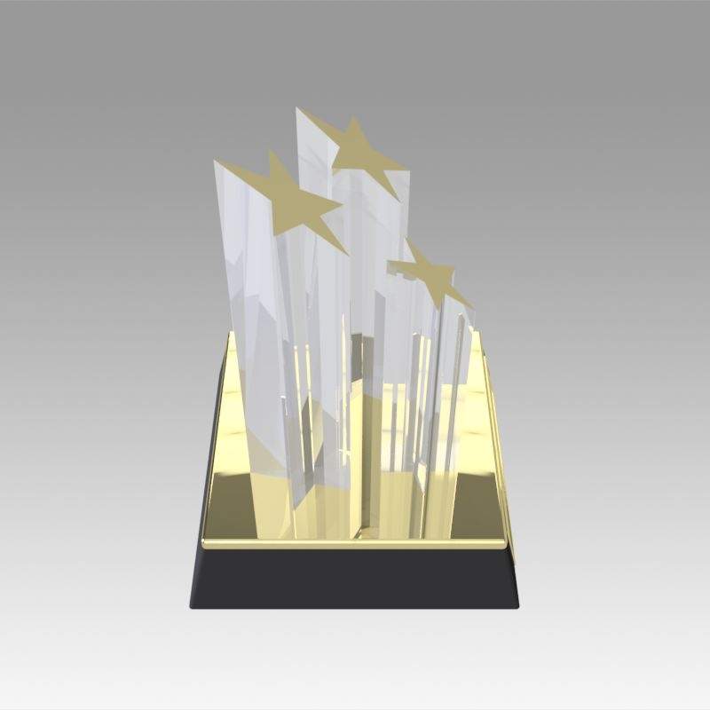 Award Figurine Three Star Gold - 3D Model by Blackeveryday