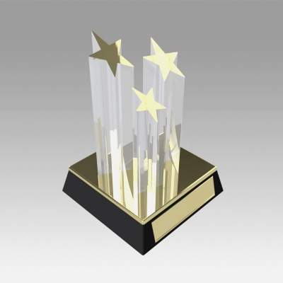 Award Figurine Three Star Gold - 3D Model by Blackeveryday