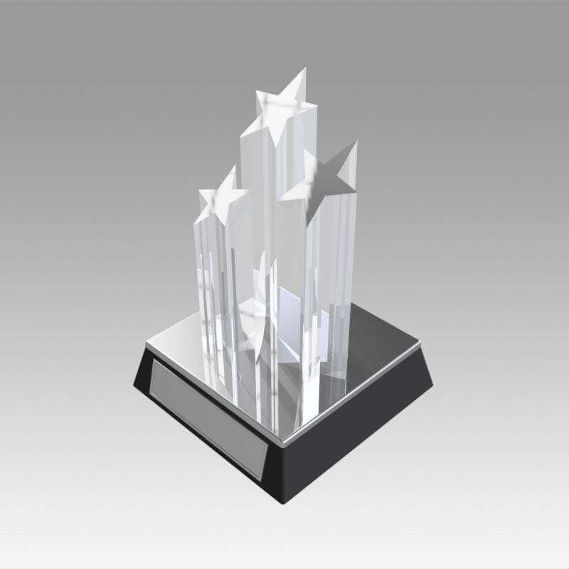 Award Figurine Three Star Silver - 3D Model by Blackeveryday