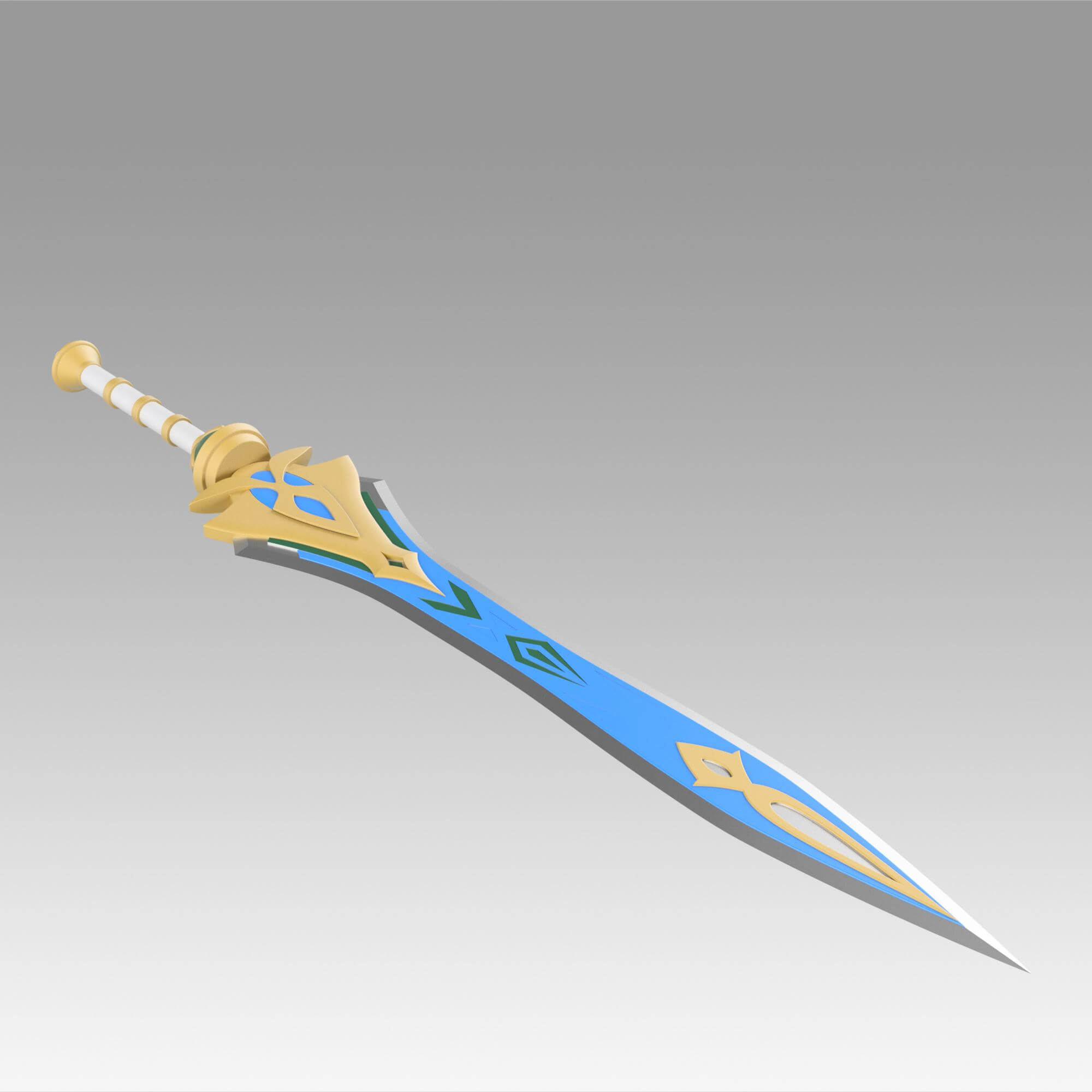 Genshin Impact Makhaira Aquamarine Sword - 3D Print Model by Blackeveryday