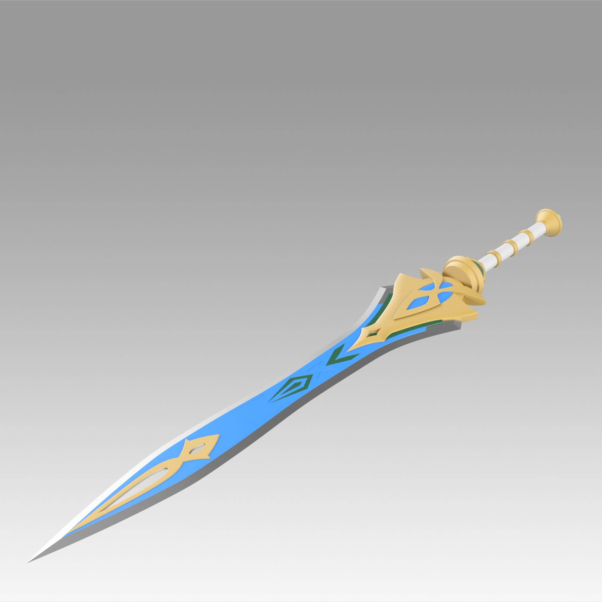 Genshin Impact Makhaira Aquamarine Sword - 3D Print Model by Blackeveryday
