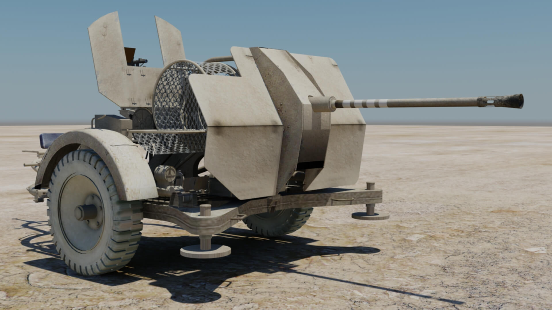 German 38 Cm Anti Aircraft Gun Gray - 3D Model by blackraven37