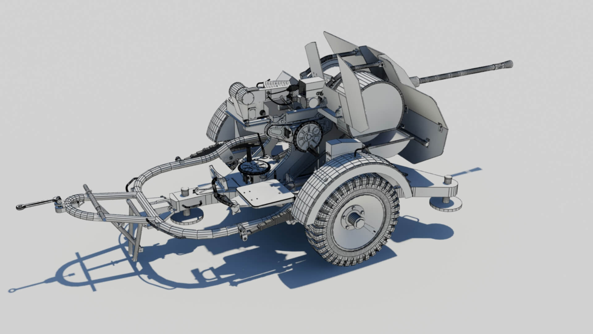 German 38 Cm Anti Aircraft Gun Gray - 3D Model by blackraven37